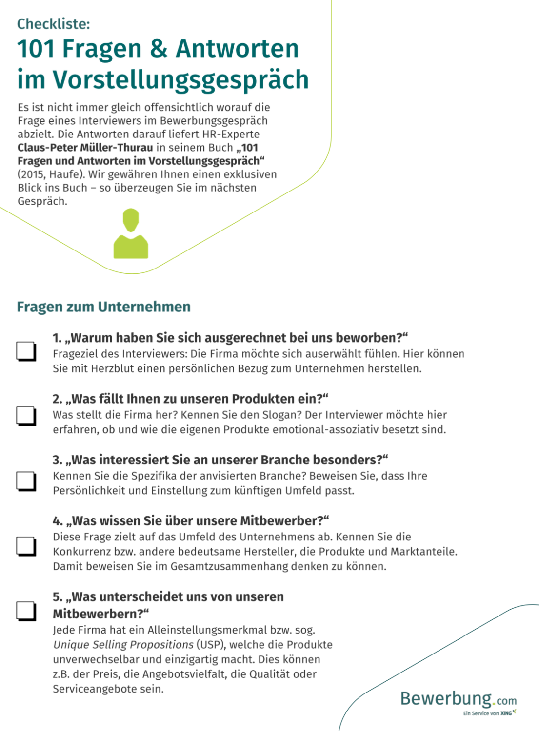 Checkliste: Fragen im Vorstellungsgespräch (Download PDF)